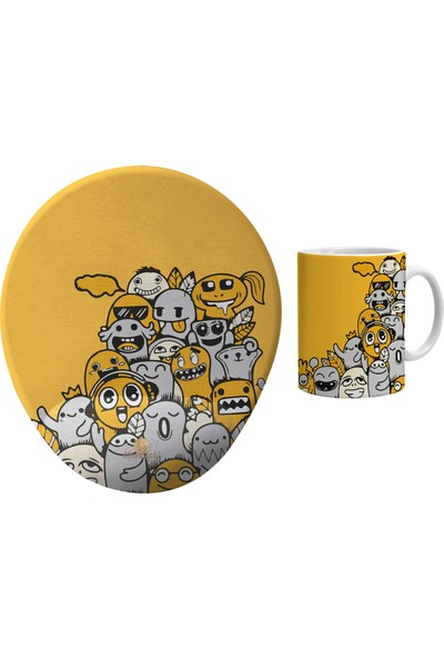 Flipped Yellow Happy Kupa Bardak ve Mousepad Seti Flipped Yellow Happy Kupa Bardak ve Mousepad Seti