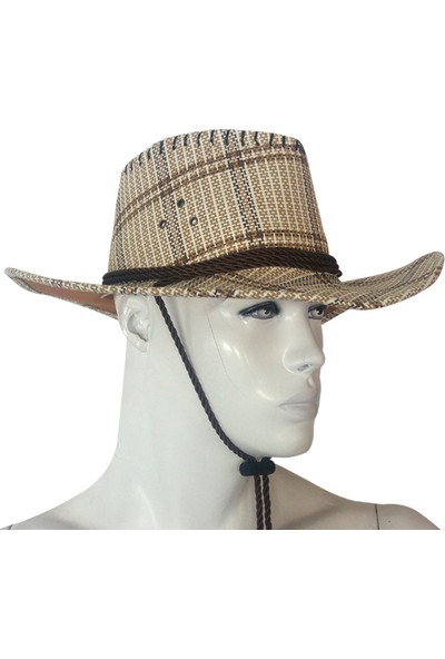 HS-11079 Kovboy Şapka Desenli Bej