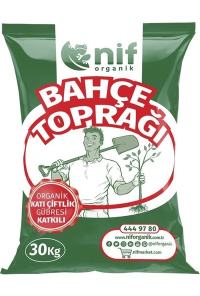 Nif Organik Bahçe Toprağı Gübreli Toprak 30 kg Organik Katı Çiftlik Gübresi Katkılı