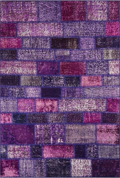 Grand Hedef Halı Mor Tonları Renk Patchwork El Dokuma Halısı 120 x 180 cm Grand Hedef Halı Mor Tonları Renk Patchwork El Dokuma Halısı 120 x 180 cm