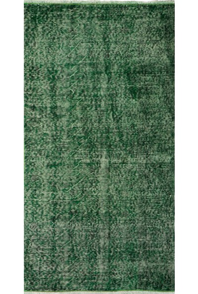 Grand Hedef Halı Yeşil Renk Vintage El Dokuma Halısı 80 x 150 cm