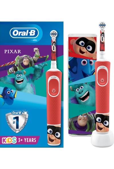 Oral-B Çocuklar İçin Şarj Edilebilir Diş Fırçası D100 Vitality Pixar Özel Seri + Seyahat Kabı Oral-B Çocuklar İçin Şarj Edilebilir Diş Fırçası D100 Vitality Pixar Özel Seri + Seyahat Kabı