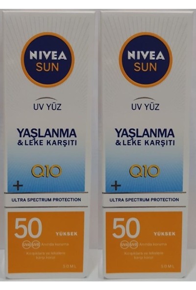 Nivea Sun 2 Li Set Yaşlanma & Leke Karşıtı Yüz Kremi Spf 50 50 ml