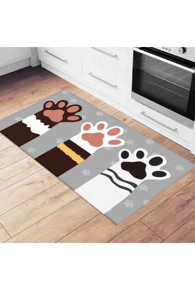 MarkaEv Gri Pati Mutfak Paspası