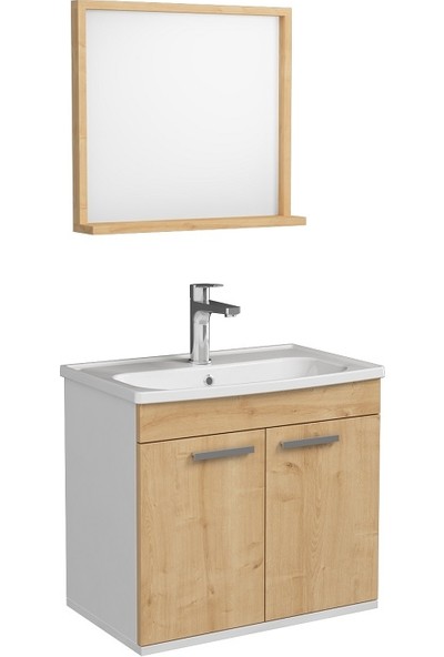 Ece Banyo Rubino Banyo Dolabı Beyaz - Meşe 60 cm