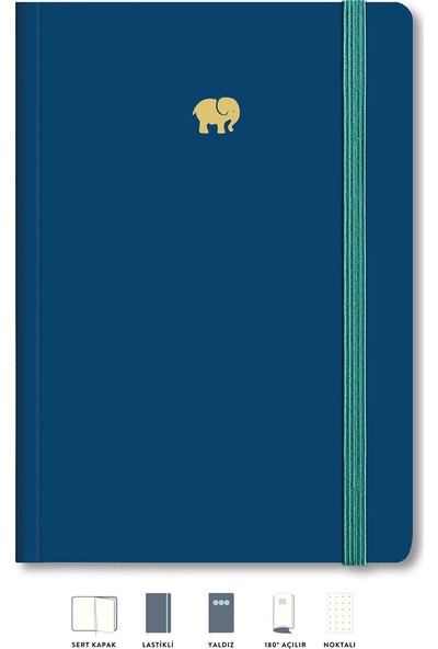 Le Color Replay Sert Kapak Lastikli Noktalı Defter 80 gr 17 x 24 cm