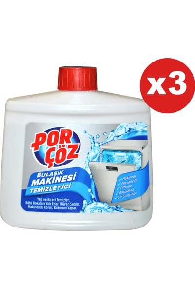 Porçöz Sıvı Bulaşık Makinesi Temizleyici 3 x 250 ml