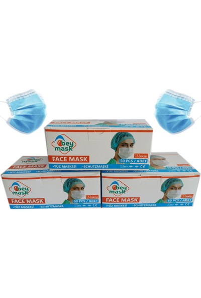 Bey Mask 3 Katlı Full Ultrasonik Telli Meltblown Kumaş Cerrahi Maske 50'li 3 Kutu Bey Mask 3 Katlı Full Ultrasonik Telli Meltblown Kumaş Cerrahi Maske 50'li 3 Kutu