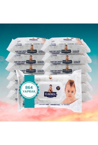 Elbebek Islak Havlu Mendil 12 x 72'li 864 Yaprak