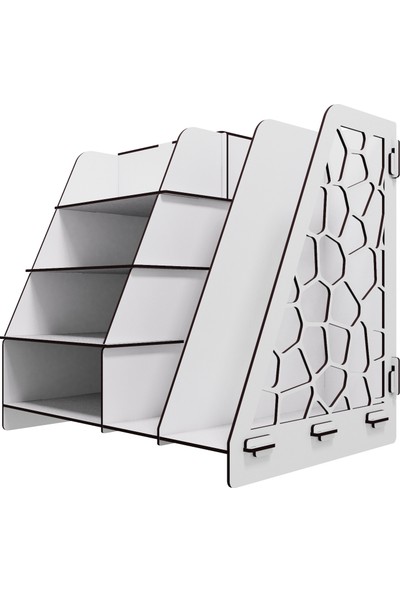 Kuk Design Voronoi Masaüstü Organizer Düzenleyici A4 Evrak Rafı Beyaz