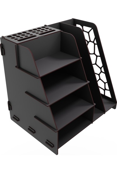 Kuk Design Voronoi Masaüstü Organizer Düzenleyici A4 Evrak Rafı Siyah - Gri