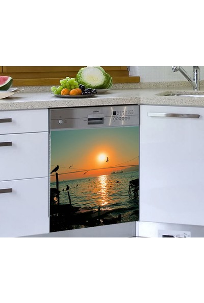 Jasmin Bulaşık Makinesi Sticker Günbatımı Martılar