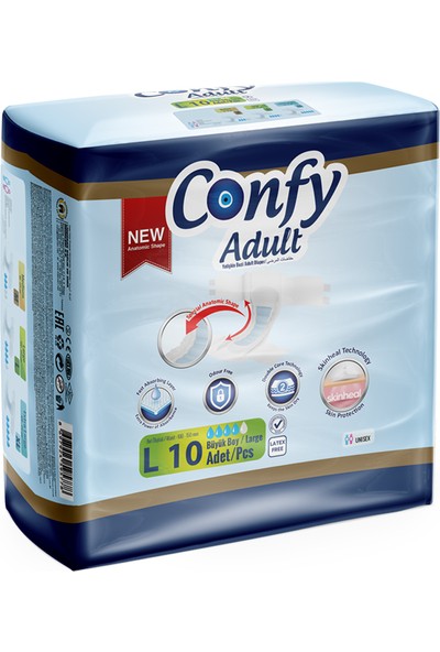 Confy Adult Yetişkin Bezi Large 10'lu Confy Adult Yetişkin Bezi Large 10'lu