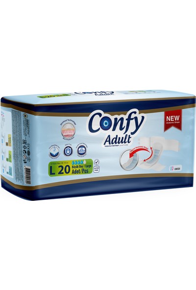 Confy Adult Yetişkin Bezi Large 20'lu Confy Adult Yetişkin Bezi Large 20'lu