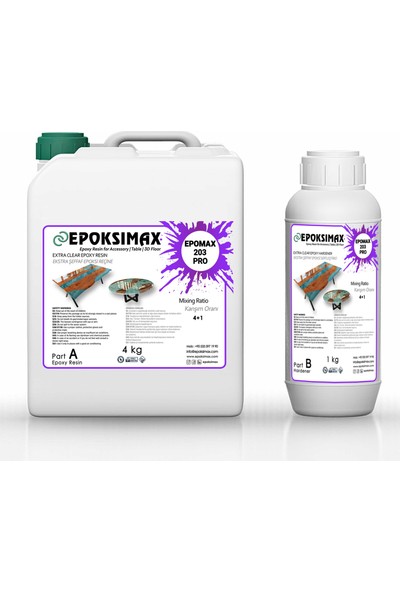 Epoksimax Masa ve Sehpa Için Epoksi Reçine 203 Pro 5 kg