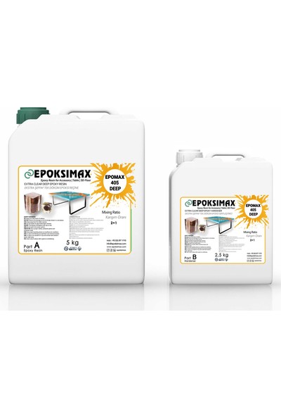 Epoksimax Tek Derin Döküm Için Epoksi Reçine 405 Deep 7,5 kg Epoksimax Tek Derin Döküm Için Epoksi Reçine 405 Deep 7,5 kg