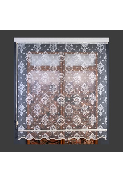 Anıper Çift Mekanizmalı Kahve Mini Damask Desenli Tül Stor Perde 220 x 200 cm