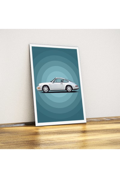 Javvuz Porsche 964 Beyaz Metal Tabela Poster Javvuz Porsche 964 Beyaz Metal Tabela Poster