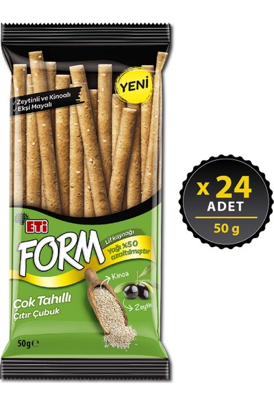 Eti Form Zeytinli Kinoalı Çıtır Çubuk Kraker 50 g x 24 Adet