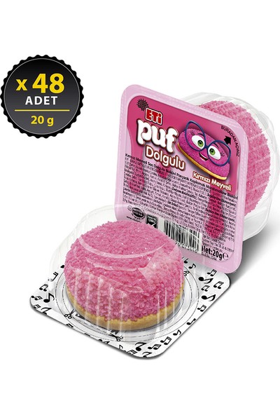 Eti Puf Kırmızı Meyveli Dolgulu 20 g x 48 Adet