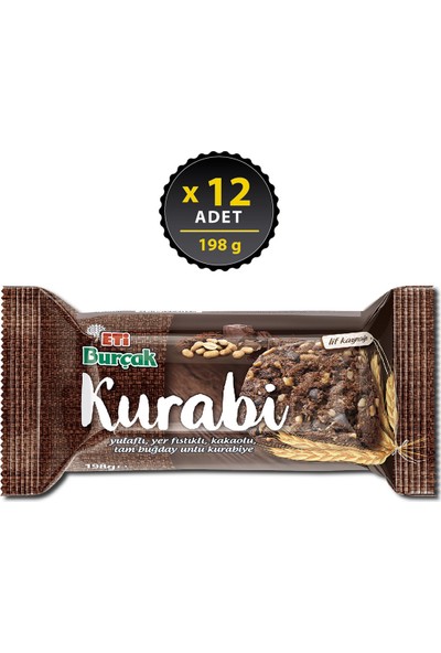 Eti Burçak Kurabi Kakaolu Yer Fıstıklı 198 g x 12 Adet