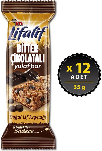 Eti Lifalif Bitter Çikolatalı Yulaf Bar 35 g x 12 Adet