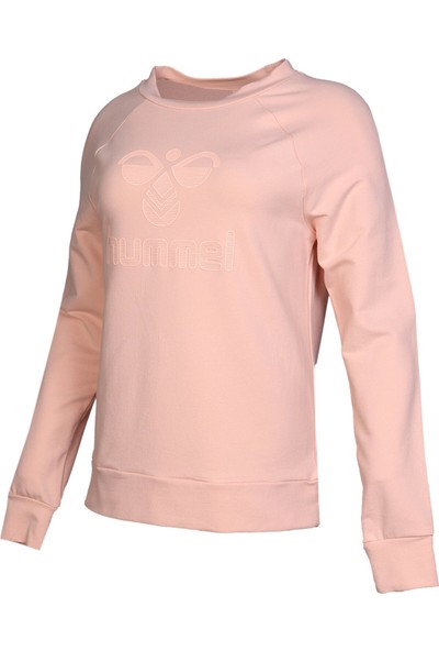 Hummel Agetha Bisiklet Yaka Uzun Kollu Yazı İşlemeli Pembe Kadın Sweatshirt