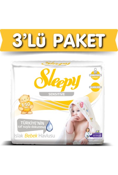 Sleepy Sensitive Islak Havlu 3 X 50'li Sleepy Sensitive Islak Havlu 3 X 50'li