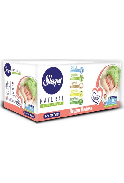 Sleepy Natural Devam Havlusu 12 X 40'lı (480 Yaprak)