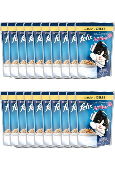 Felix Tavuklu Yavru Kedi Yaş Maması 100 gr 20'li Paket Felix Tavuklu Yavru Kedi Yaş Maması 100 gr 20'li Paket