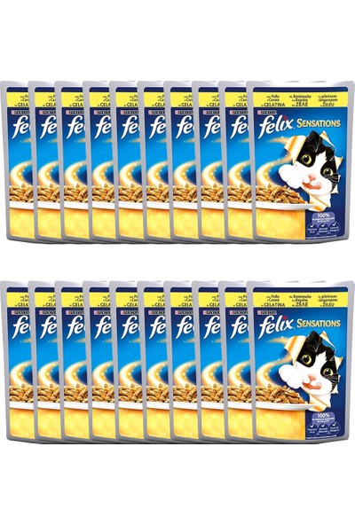 Felix Sensations Jellies Tavuklu ve Havuçlu Yaş Kedi Maması 100 gr 20'li Paket Felix Sensations Jellies Tavuklu ve Havuçlu Yaş Kedi Maması 100 gr 20'li Paket