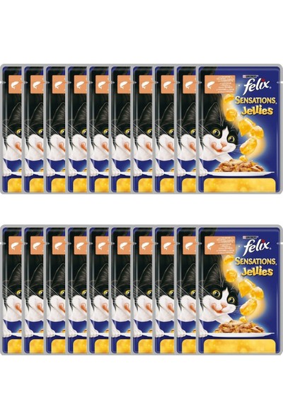 Felix Sensations Jellies Somonlu ve Karidesli Yaş Kedi Maması 100 gr 20'li Paket Felix Sensations Jellies Somonlu ve Karidesli Yaş Kedi Maması 100 gr 20'li Paket