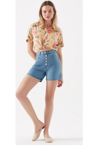 Mavi Kadın Wendy 90 s Düğme Detaylı Jean Şort 1453131871