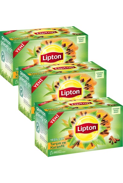 Lipton Karanfil Tarçın Bardak Poşet Çay 20 li x 3 Adet Lipton Karanfil Tarçın Bardak Poşet Çay 20 li x 3 Adet