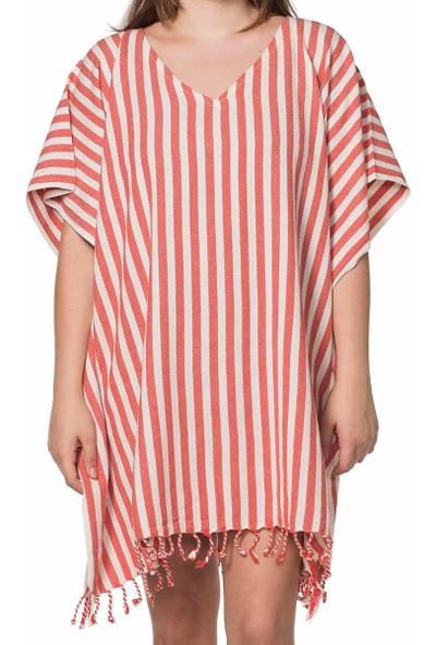 Lalay Elbise Tunik Dikine Çizgi V Yaka %70 Pamuk %30 Keten Lalay Elbise Tunik Dikine Çizgi V Yaka %70 Pamuk %30 Keten