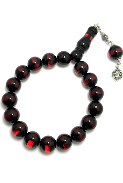 Midyat Nurtaş Gümüş Sürmeli Efe Boy Toz Kehribar Tesbih