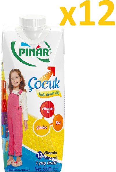 Pınar Çocuk Ballı Devam Sütü 500 ml 12'li