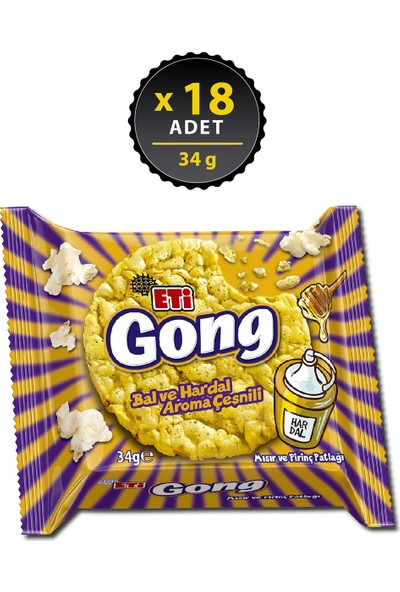 Eti Gong Ballı Hardallı Mısır ve Pirinç Patlağı 34 g x 18 Adet Eti Gong Ballı Hardallı Mısır ve Pirinç Patlağı 34 g x 18 Adet