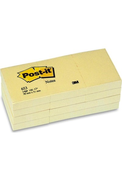 3M Post-It 653 Yapışkanlı Not Kağıdı 100 Yaprak 38 x 51 cm Sarı 12'li 3M Post-It 653 Yapışkanlı Not Kağıdı 100 Yaprak 38 x 51 cm Sarı 12'li