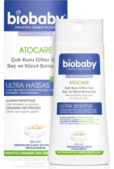 Biobaby Atocare Çok Kuru Ciltler İçin Saç ve Vucut Şampuanı 300 ml