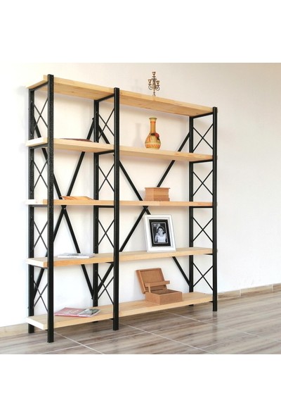 Metlino Metal Ahşap Kitaplık Ofis Büro Raf