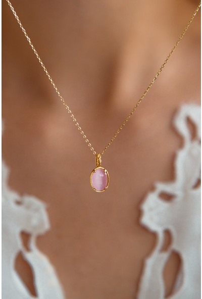 Semiz Kuyumculuk 14 Ayar Pembe Opal Taşlı Kolye Semiz Kuyumculuk 14 Ayar Pembe Opal Taşlı Kolye