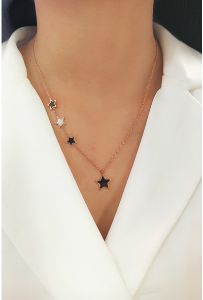 CLK Çelik Siyah Yıldız Kolye B350