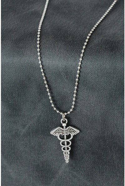 Bu Farklı Tıp Sembolü Kadüse Figürü Metal Kolye