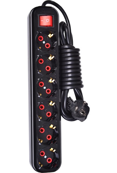 Smart Socket 6'lı Akım Korumalı & Anahtarlı Grup Priz 3 m Siyah Smart Socket 6'lı Akım Korumalı & Anahtarlı Grup Priz 3 m Siyah