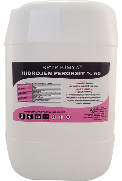 Brtr Kimya 10 Lt %50 Hidrojen Peroksit Teknik Tip-Avrupa Menşeii Brtr Kimya 10 Lt %50 Hidrojen Peroksit Teknik Tip-Avrupa Menşeii