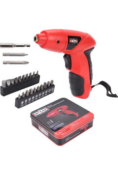Attlas ATB 4,8V Şarjlı Tornavida seti (25 Parça Metal Kutu ) 4,8 V