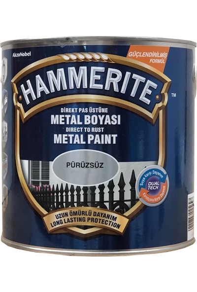 Hammerite Direkt Pas Üstü Düz Pürüzsüz Metal Boyası 2,5 lt Hammerite Direkt Pas Üstü Düz Pürüzsüz Metal Boyası 2,5 lt