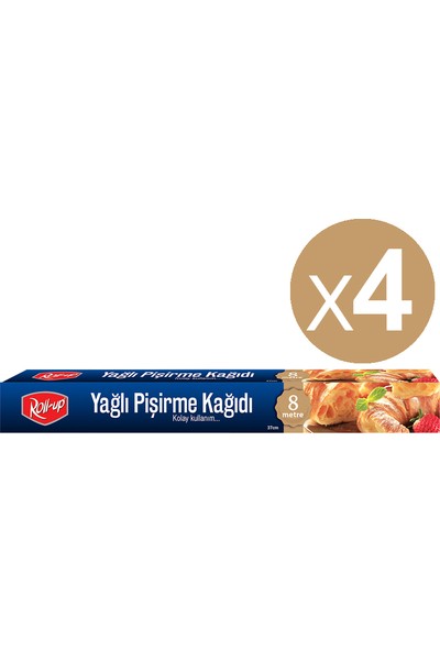 Roll-Up Yağlı Pişirme Kağıdı 4 Kutu 8 M x 37 cm Roll-Up Yağlı Pişirme Kağıdı 4 Kutu 8 M x 37 cm