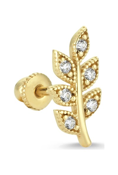 Altın Sepeti Altın Yapraklı Tragus Helix Küpe